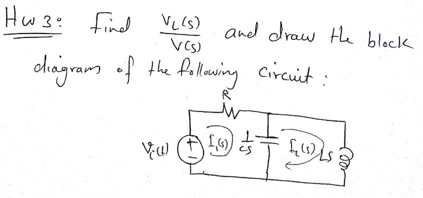 Solved Hw 3: Find VL(s)V(s) ﻿and draw the block diagram of | Chegg.com