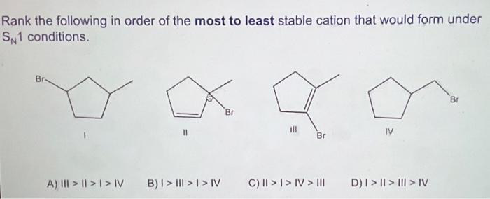 Solved Rank the following in order of the most to least | Chegg.com
