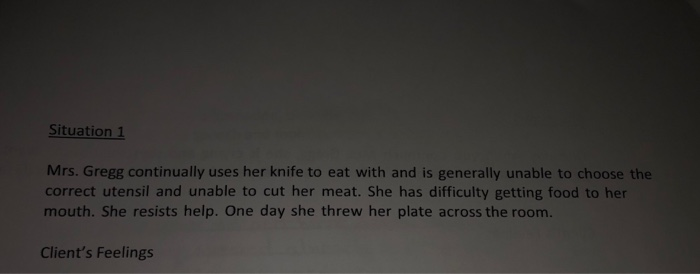 Solved 1. situation : client’s feelings and PSW action ( | Chegg.com