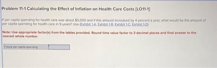 Solved Problem 11-1 Calculating the Effect of Inflation on | Chegg.com