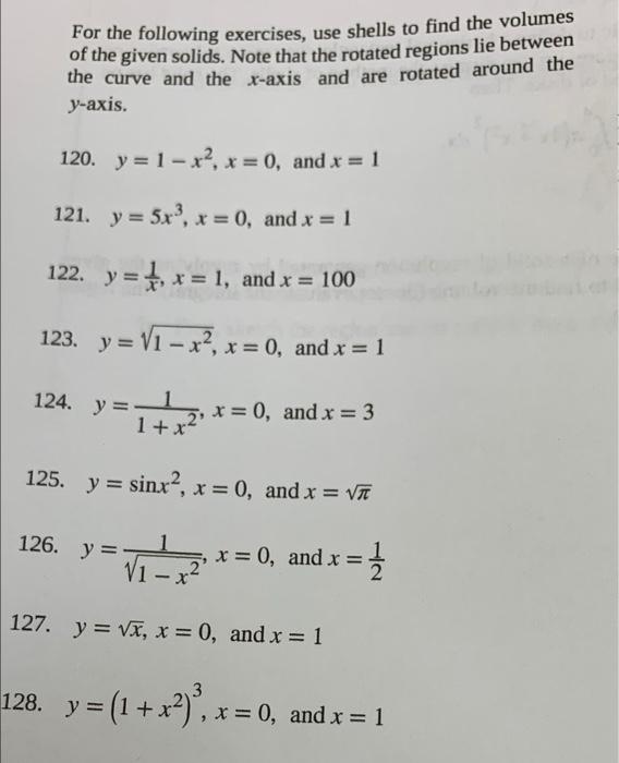 Solved For the following exercises, use shells to find the | Chegg.com