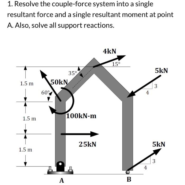 Solved 1. Resolve the couple-force system into a single | Chegg.com