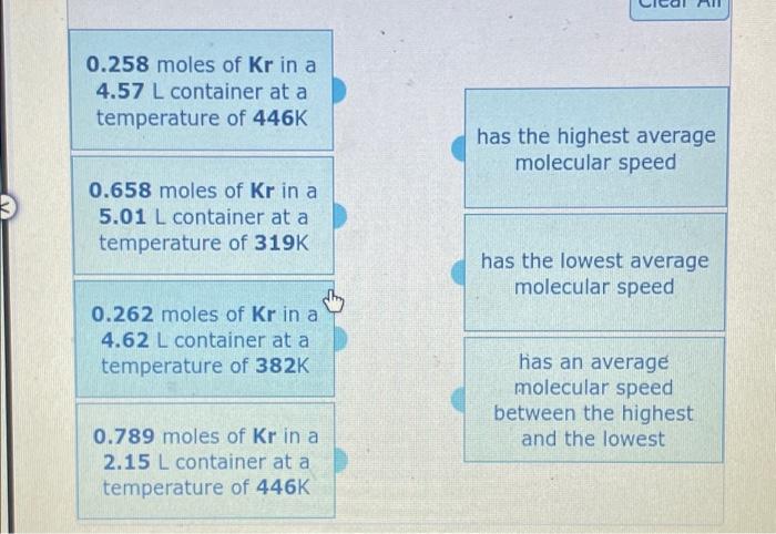 Solved 0.258 moles of Kr in a 4.57 L container at a | Chegg.com