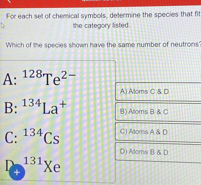 Solved For each set of chemical symbols, determine the | Chegg.com