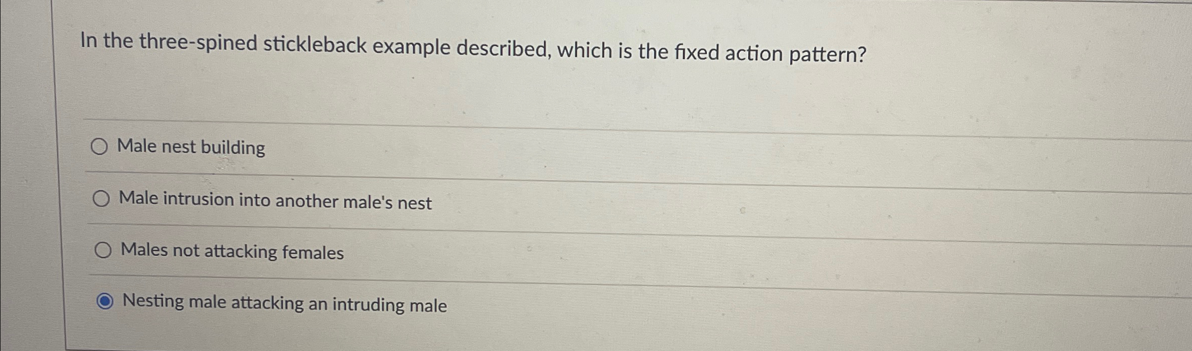 Solved In the three-spined stickleback example described, | Chegg.com