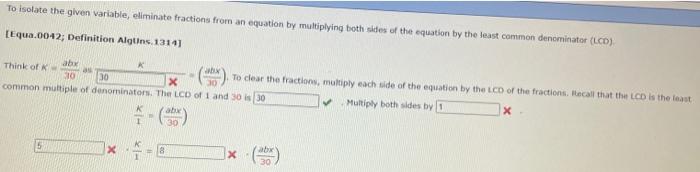 Solved To isolate the given variable, eliminate fractions | Chegg.com