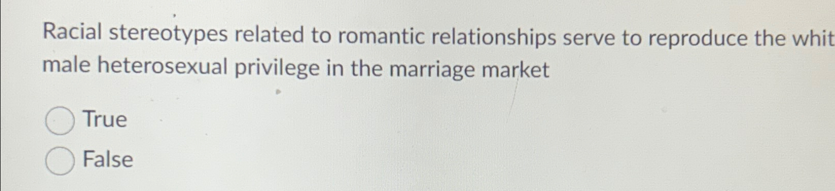 Solved Racial stereotypes related to romantic relationships | Chegg.com