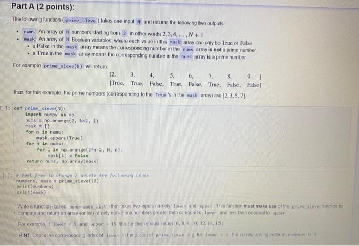 Solved Using Python.And Part B must make use of the function | Chegg.com