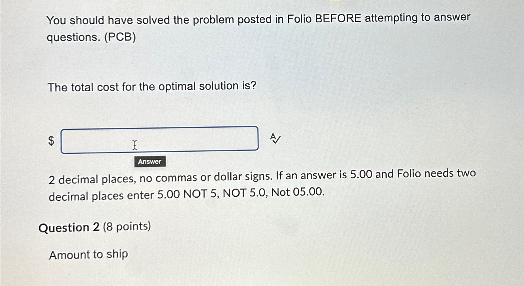 Solved You should have solved the problem posted in Folio | Chegg.com