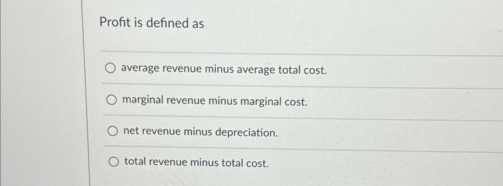 Solved Profit is defined asq,average revenue minus average | Chegg.com