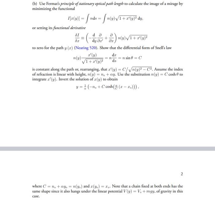 (b) Use Fermat's principle of stationary optical path | Chegg.com
