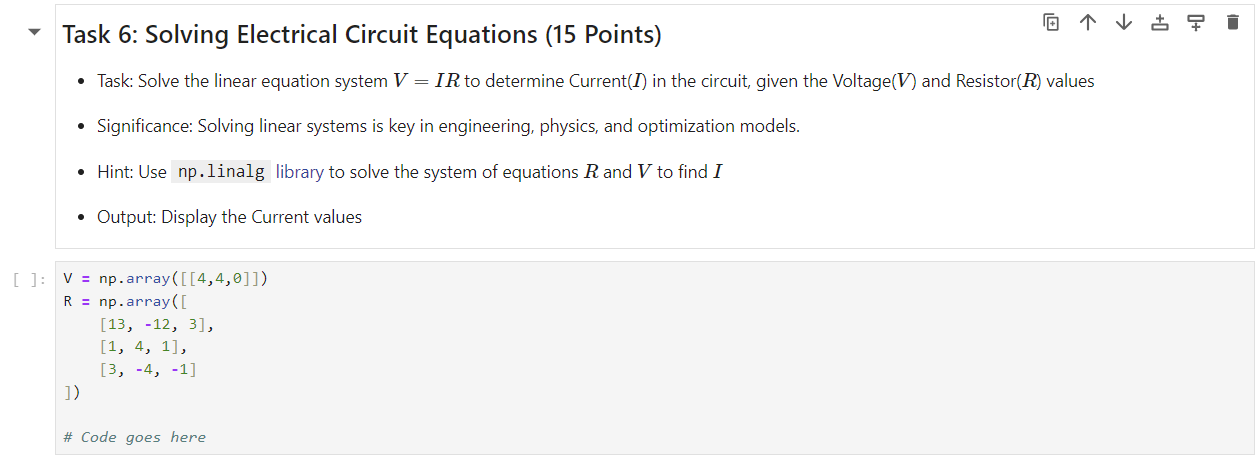 Solved Task 6: Solving Electrical Circuit Equations (15 | Chegg.com