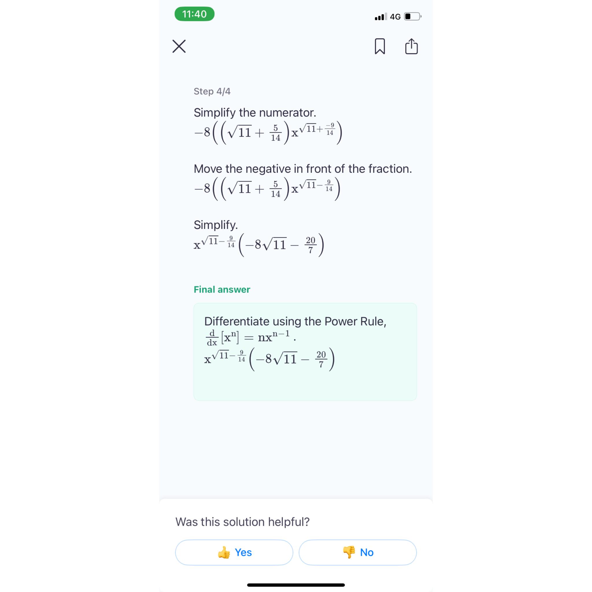 Solved Differentiate using the Power Rule, . ﻿ Step | Chegg.com