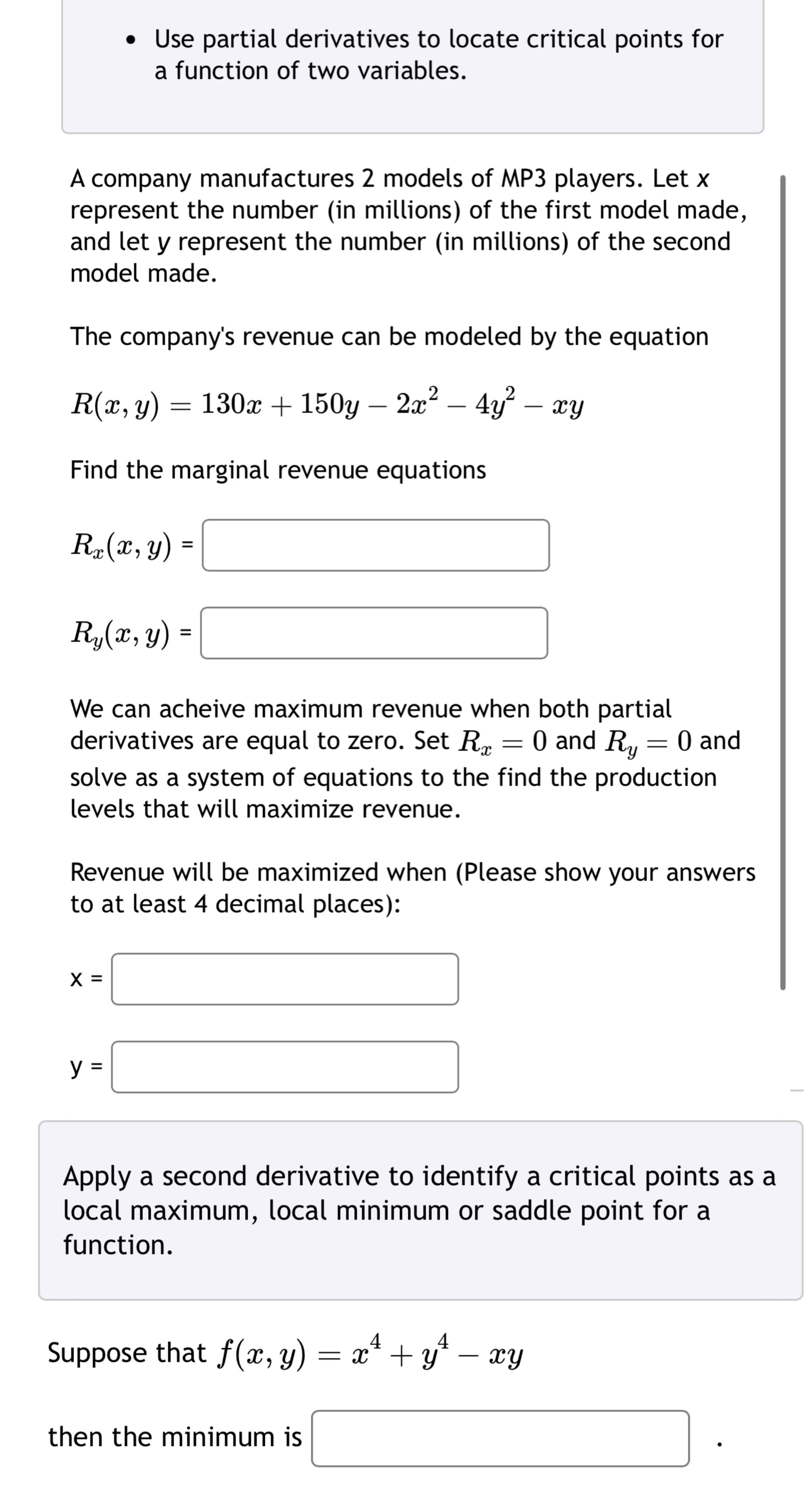 Solved Use partial derivatives to locate critical points for | Chegg.com