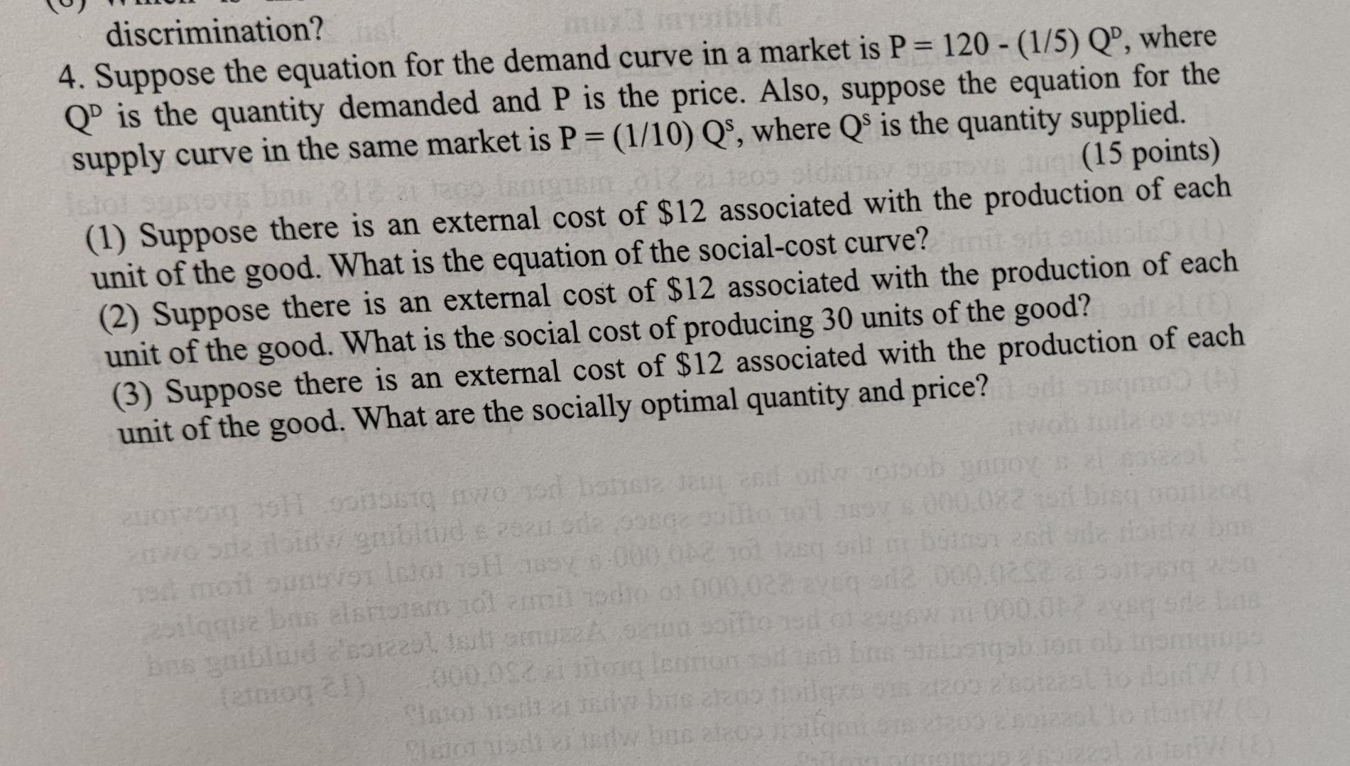 Solved discrimination?4. ﻿Suppose the equation for the | Chegg.com
