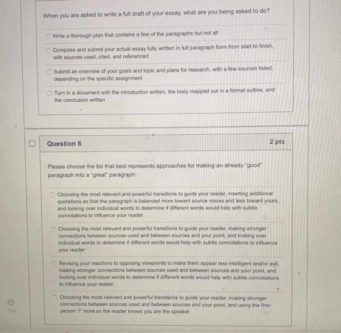 When you are asked to write a full draft of your | Chegg.com