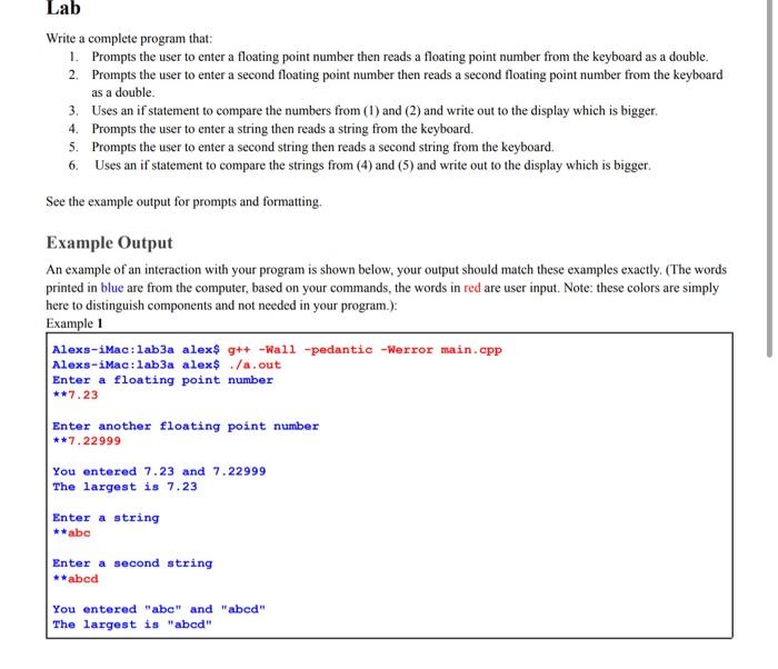 Solved Write a complete program that: 1. Prompts the user to | Chegg.com