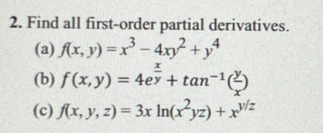 Solved Find all first-order partial | Chegg.com
