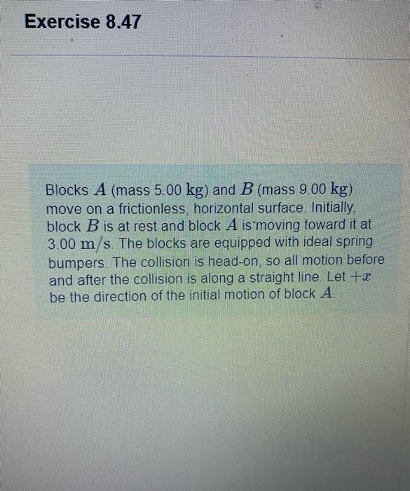 Solved Blocks A (mass 5.00 kg ) and B (mass 9.00 kg ) move | Chegg.com