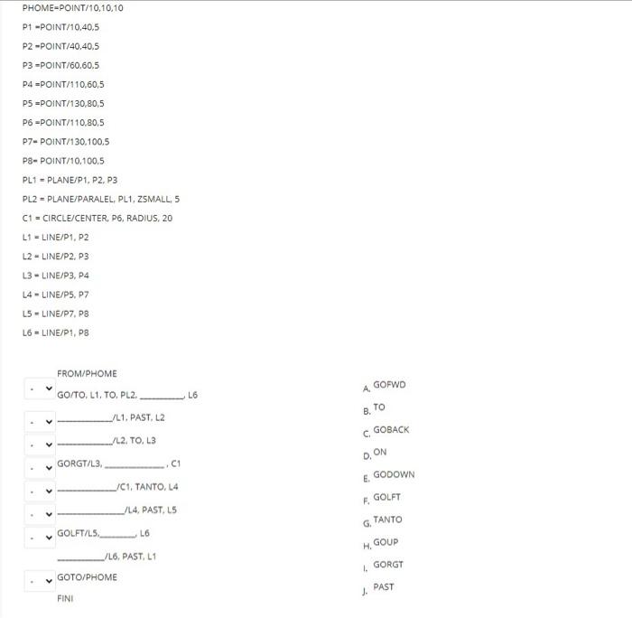 Solved Fill the missing statements in the APT part program | Chegg.com