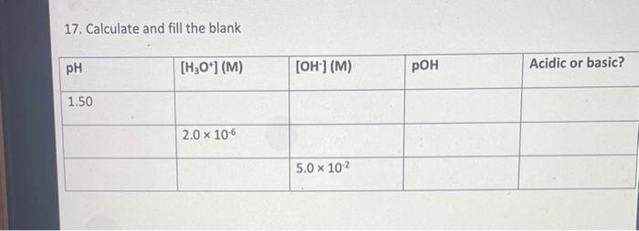 Solved 17. Calculate and fill the blank | Chegg.com