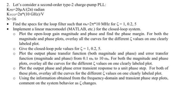 2. Let's consider a second-order type-2 charge-pump | Chegg.com