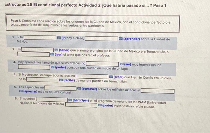 Estructuras 26 El condicional perfecto Actividad 2 | Chegg.com