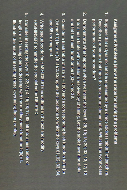 Solved Assignment Problems (show the steps for solving the | Chegg.com