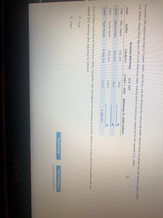 Solved To convert the original earnings of Casper, Miller, | Chegg.com