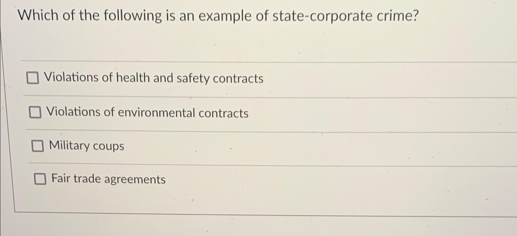 Solved Which of the following is an example of | Chegg.com