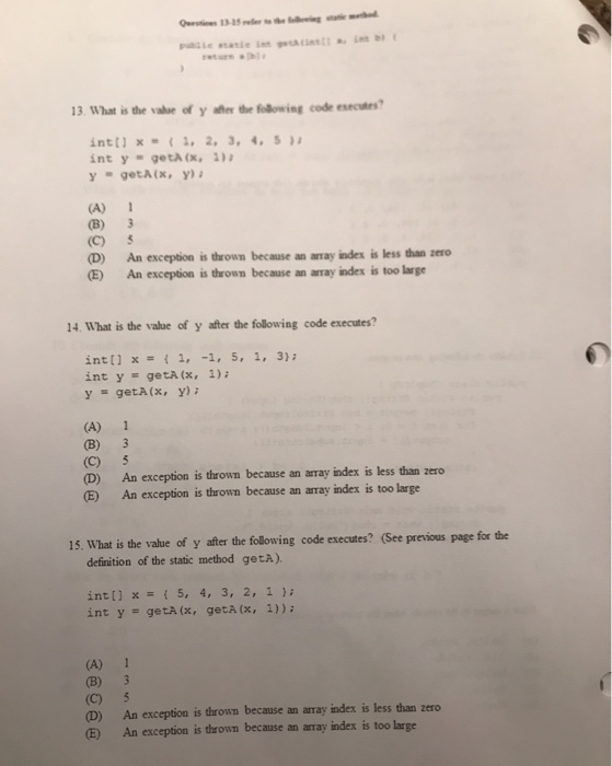 Solved 9. Consider the following code segments: 1 double | 1 | Chegg.com