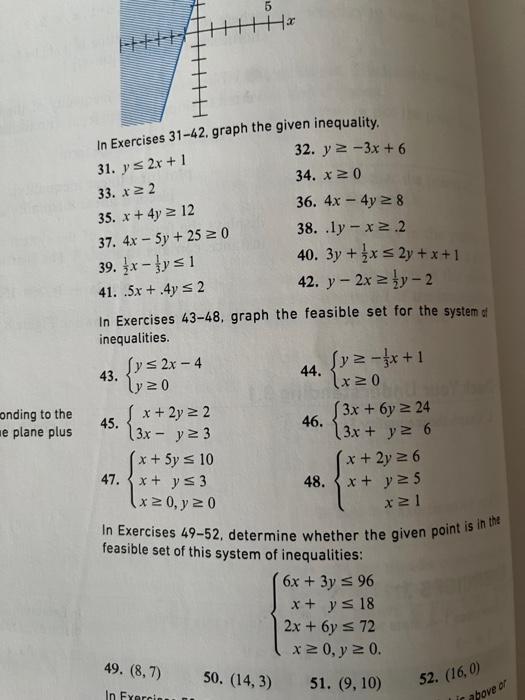 Solved In Exercises 31-42. graph the given inequality. 32. | Chegg.com