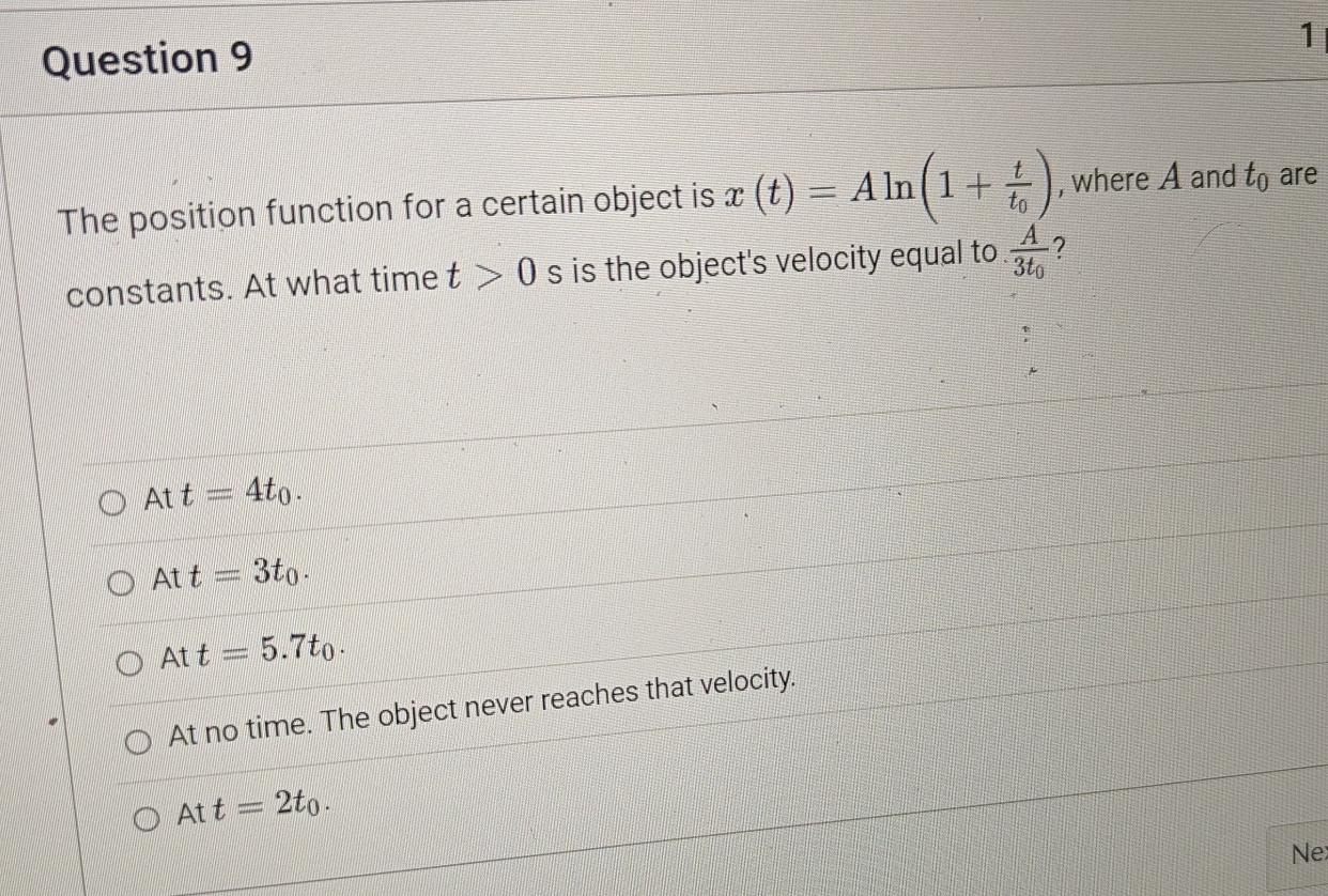 Solved Question 9The position function for a certain object | Chegg.com