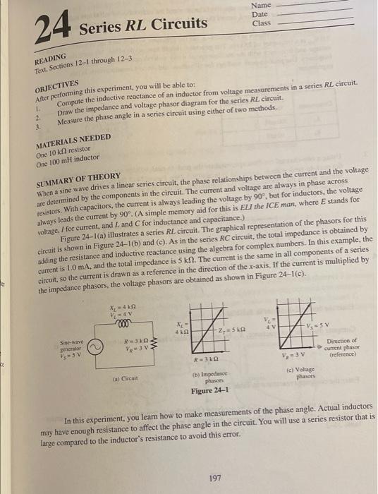 Solved 24 Series RL CircuitsHelp with tables and Questions | Chegg.com