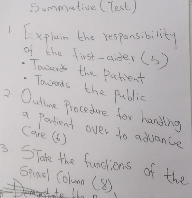 Summative (lest) Explain the responsibility of the | Chegg.com