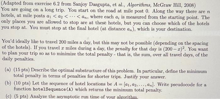 Solved (Adapted from exercise 6.2 from Sanjoy Dasgupta, et | Chegg.com