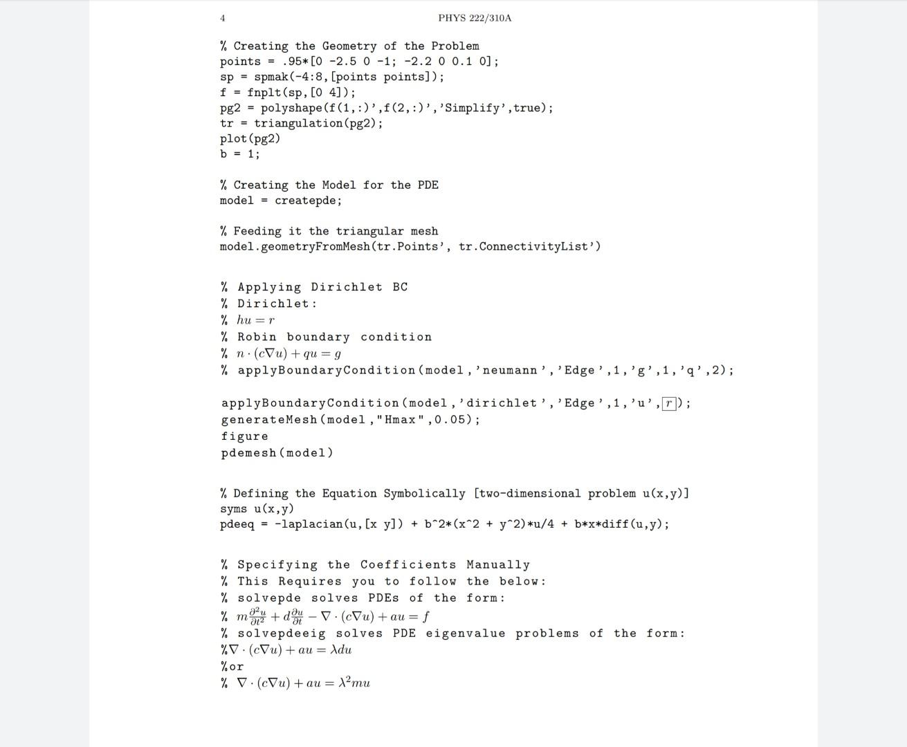 8. FEM Use the below Matlab code as a starting point | Chegg.com
