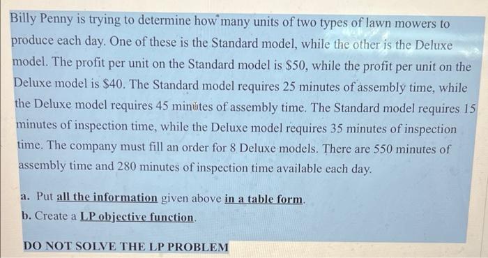 Solved QUANTITATIVE BUSINESS ANALYSIS DONT SOLVE THE LP | Chegg.com