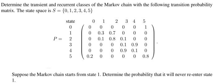 Solved Determine the transient and recurrent classes of the | Chegg.com