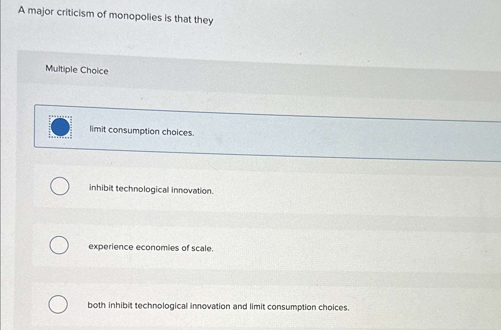 Solved A major criticism of monopolies is that theyMultiple | Chegg.com