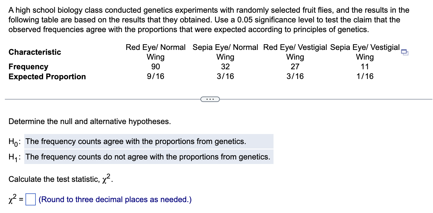 [Solved]: Calculate the test statistic, chi ^(2). chi ^(2