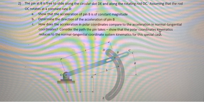 Solved 2) The pin at B is free to slide along the circular | Chegg.com