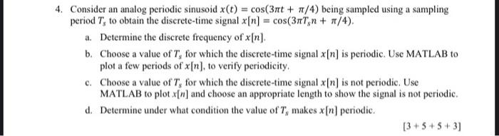 Solved Consider an analog periodic sinusoid | Chegg.com