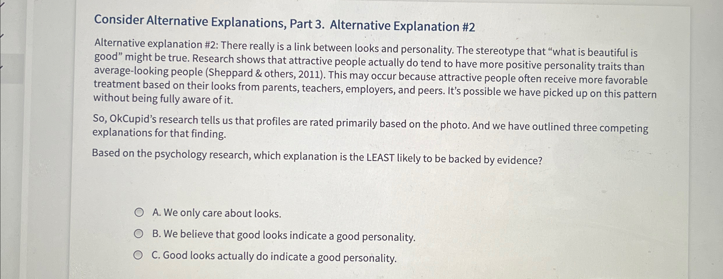 Solved Consider Alternative Explanations, Part 3. | Chegg.com