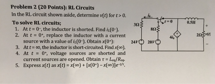 Solved 322 0.5H + 8Ω. Problem 2 (20 Points): RL Circuits In | Chegg.com