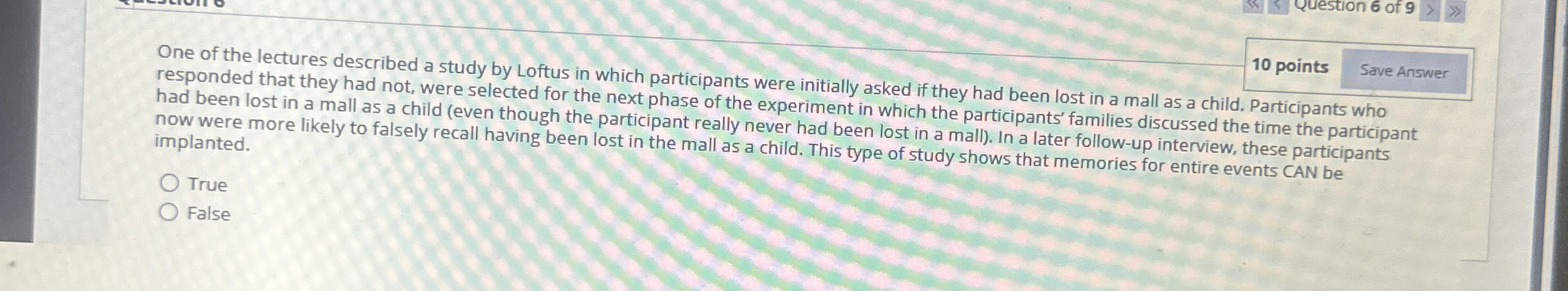 Solved One of the lectures described a study by Loftus in | Chegg.com
