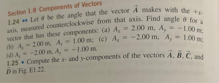 Solved Section 1.8 Components of Vectors 1.24% Let θ be the | Chegg.com