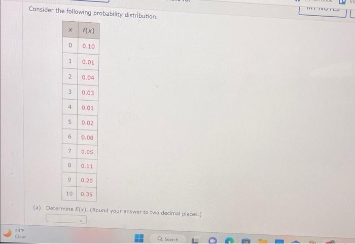 Solved Consider the following probability distribution. (a) | Chegg.com