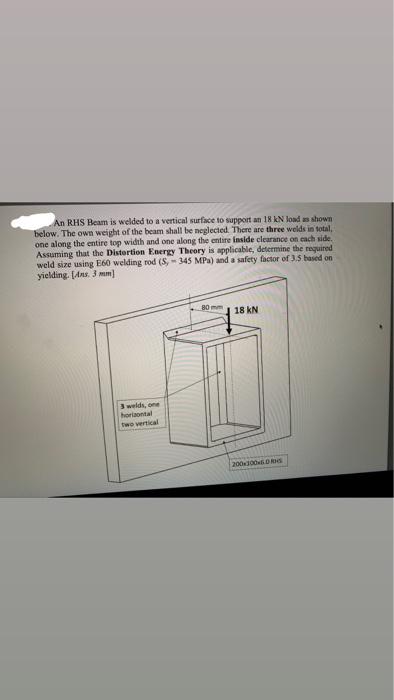 An RHS Beam is welded to a vertical surface to | Chegg.com