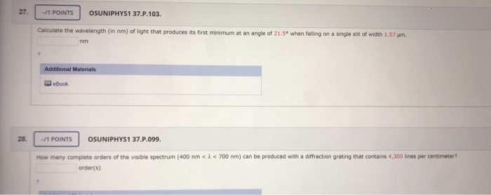 Solved 27 -1 POINTS OSUNIPHYS1 37.P.103. Calculate the | Chegg.com Solved 27 -1 POINTS OSUNIPHYS1 37.P.103. Calculate the | Chegg.com